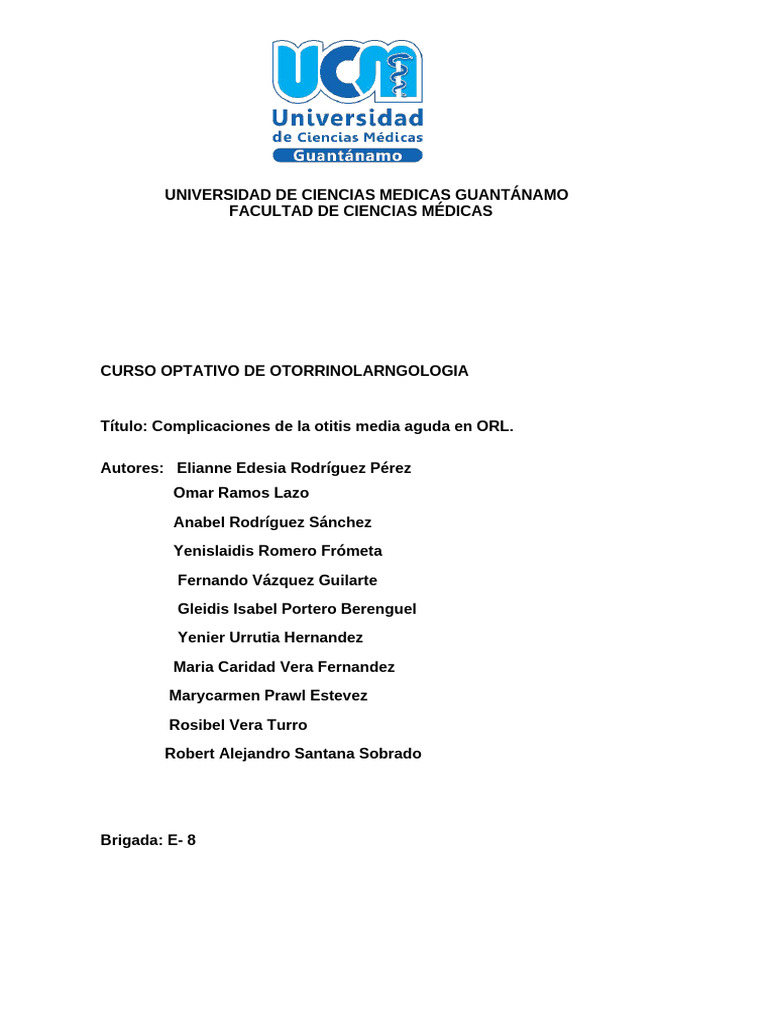 Trabao Curso Optativo ORL | PDF