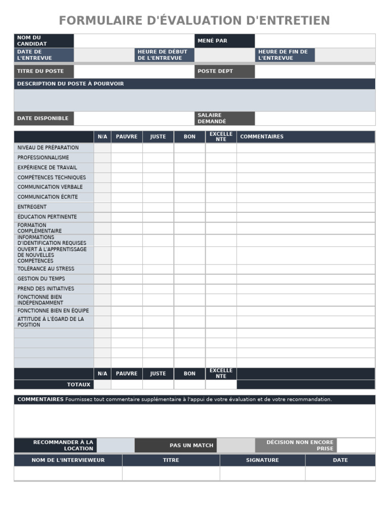 IC Interview Evaluation Form 17220 WORD FR | PDF