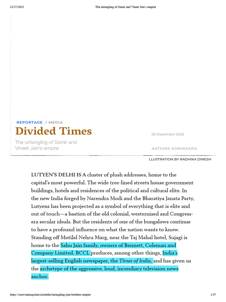 The Untangling of Samir and Vineet Jain's Empire | PDF