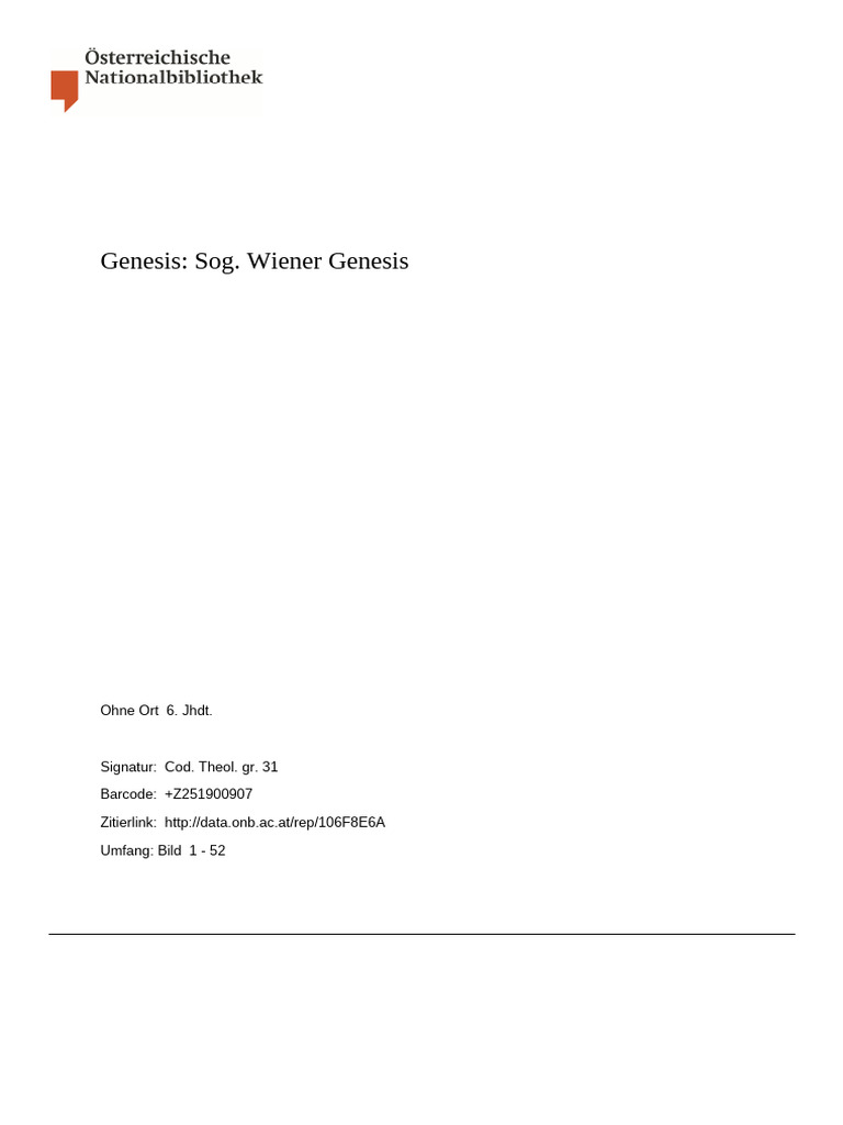 Vienna Genesis - 6th Century Illustrated Bible | PDF