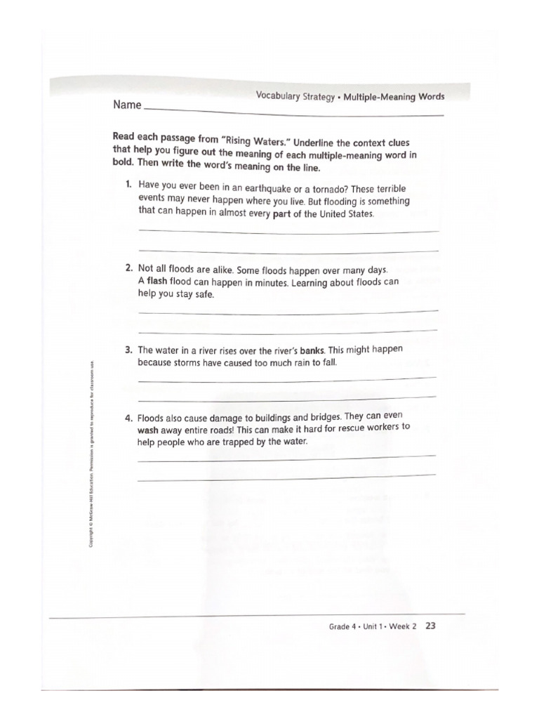 Vocabulary Strategy - Multiple-Meaning Words | PDF