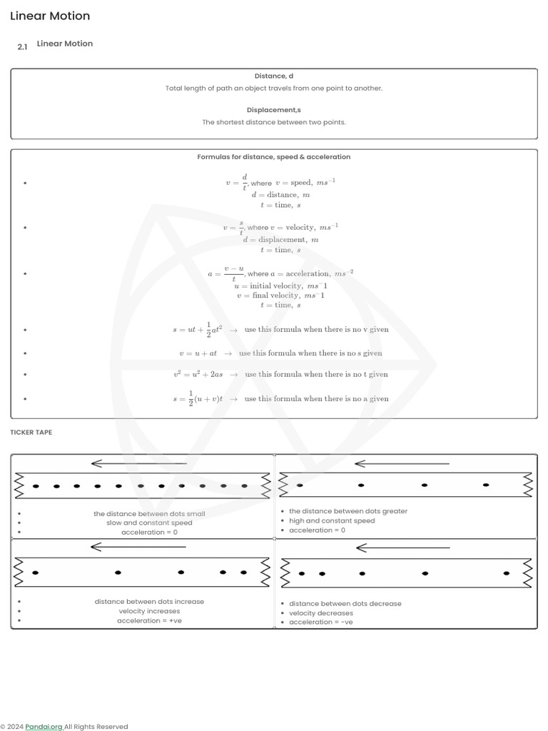 C2.1 Linear Motion | PDF