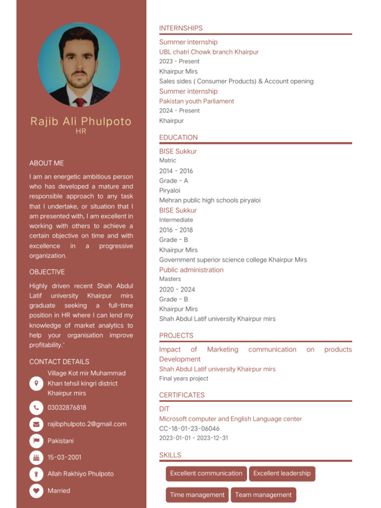 Rajib Phulpoto Cv1 | PDF