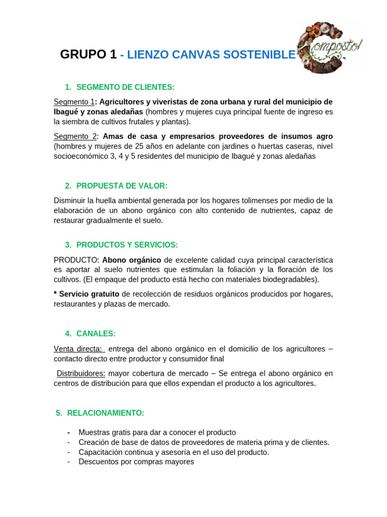 COMPOSTOL - Info Info Lienzo Canvas Sostenible | PDF