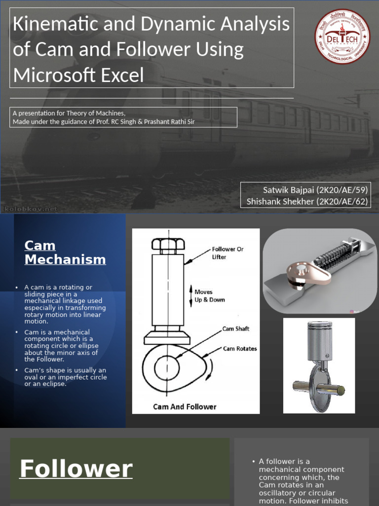 Cam and Follower Mechanism Analysis | PDF | Force | Velocity