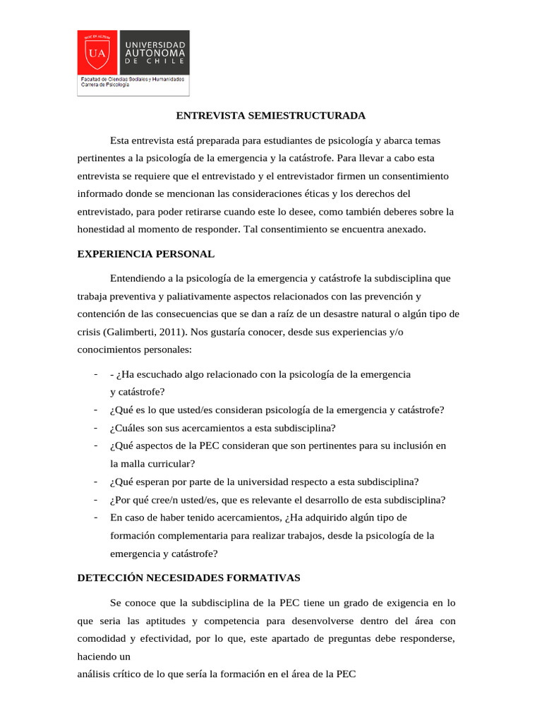 Pauta de Entrevista | PDF