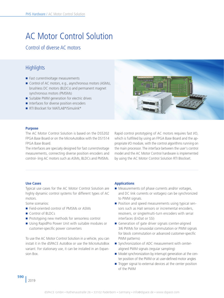 dSPACE AC Motor Control Solution PHS Catalog2019 | PDF | Analog To ...