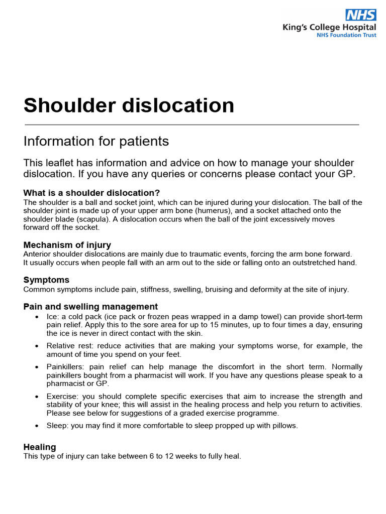 PL 954.1 Shoulder Dislocation | PDF