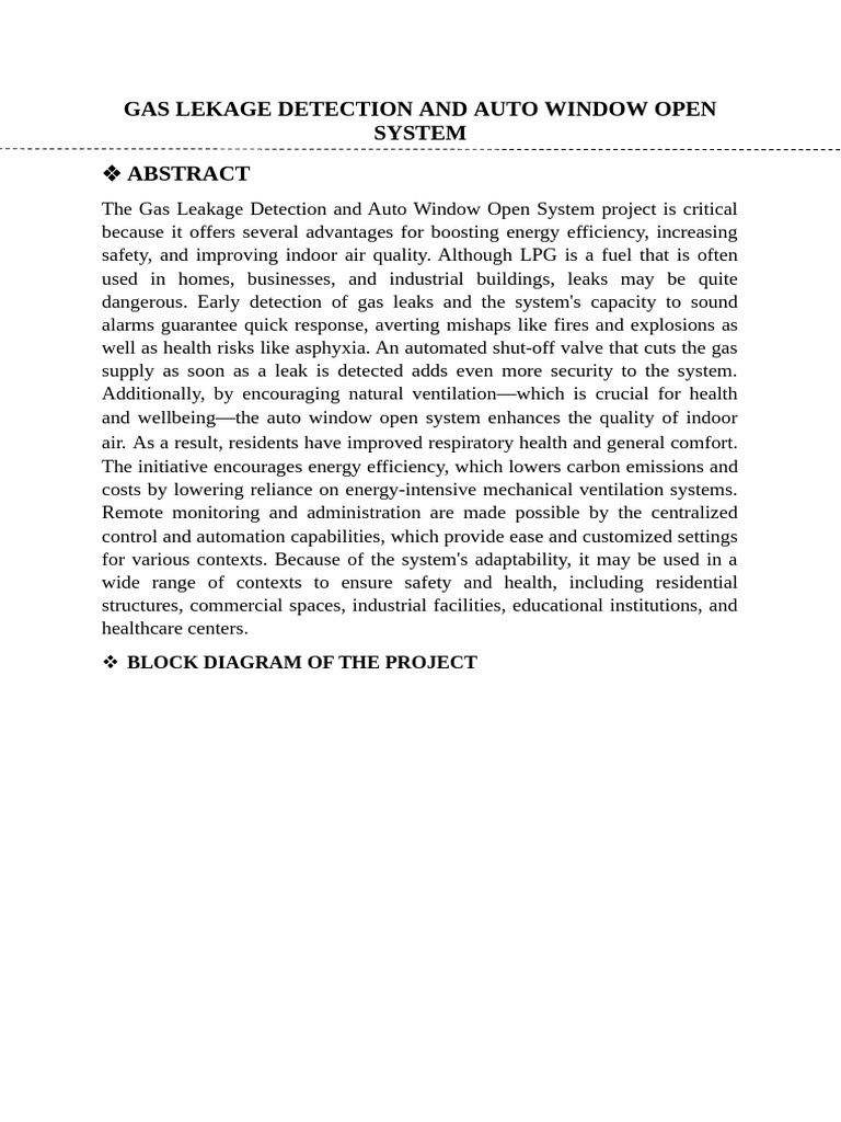 CT-010 Gas Lekage Detection and Auto Window Open System | PDF