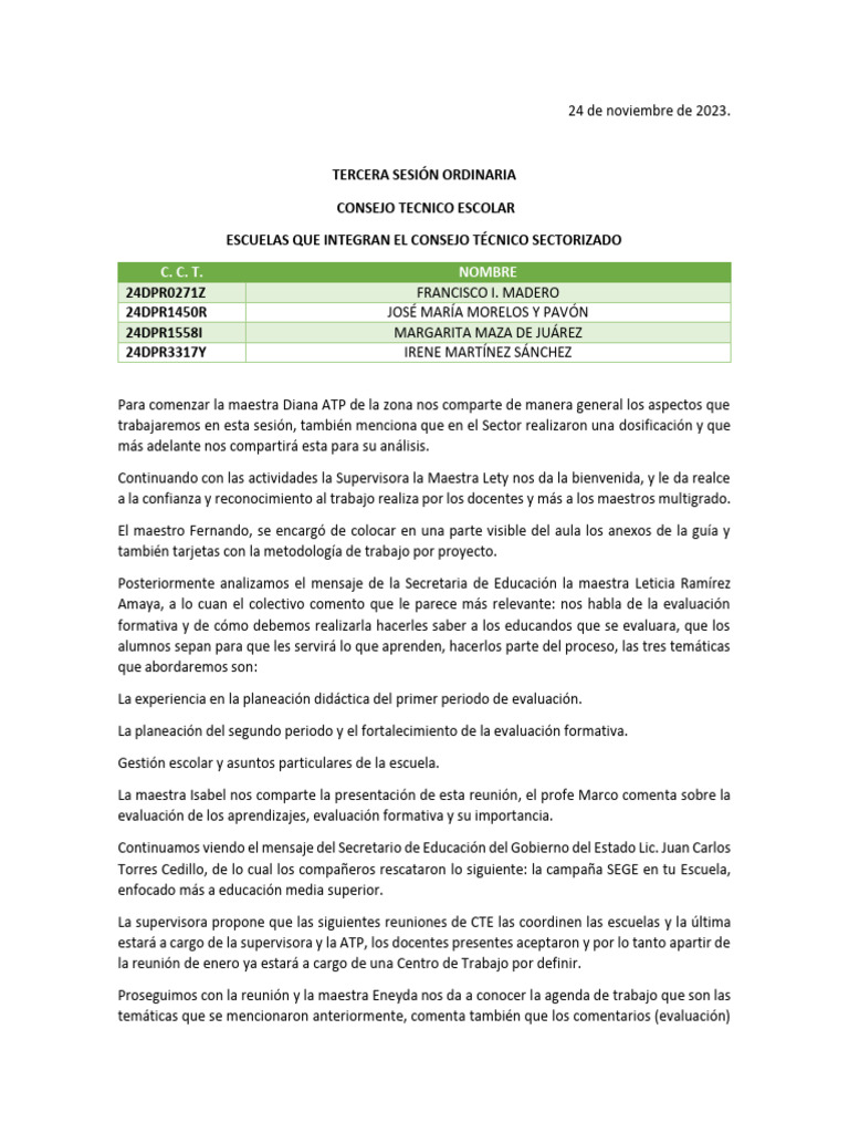 Cte Noviembre 2023 Bitácora | PDF