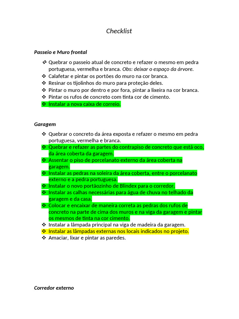 CheckList Obra | PDF