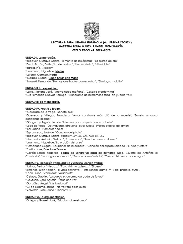Lecturas Anuales Lengua Espa-Ola-2024 | PDF