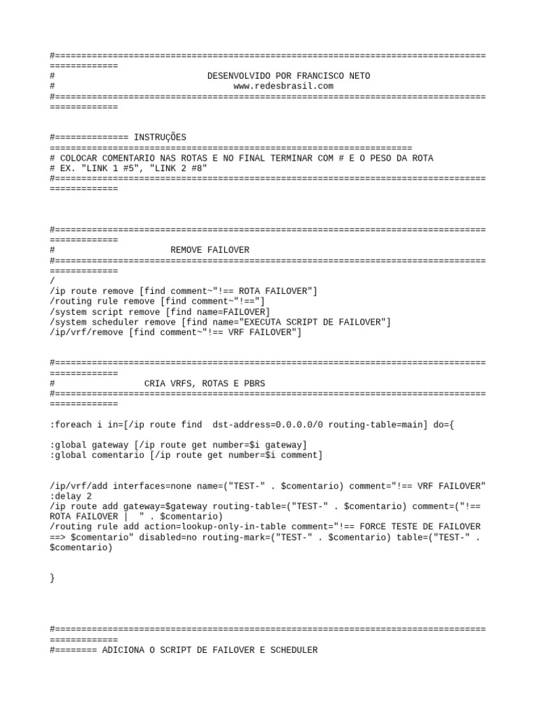 Script Failover e Loadbalance - Routeros V7 - Att | PDF Script Failover e Loadbalance - Routeros V7 - Att | PDF