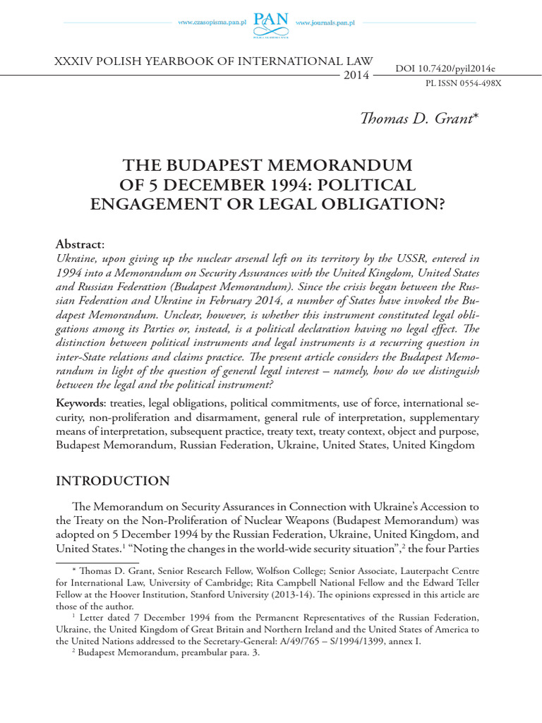 The Budapest Memorandum of 5 Decemb | PDF