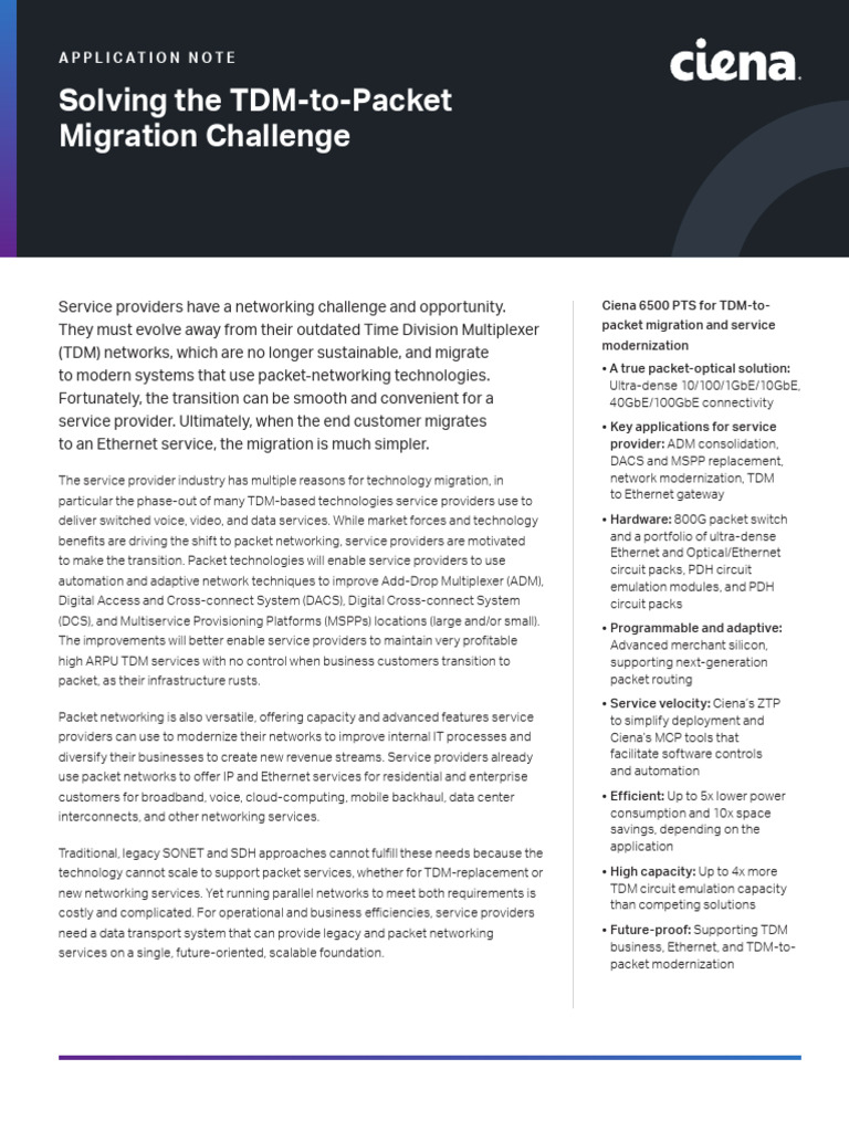 Solving The TDM To Packet Migration Challenge AN | PDF | Network ...