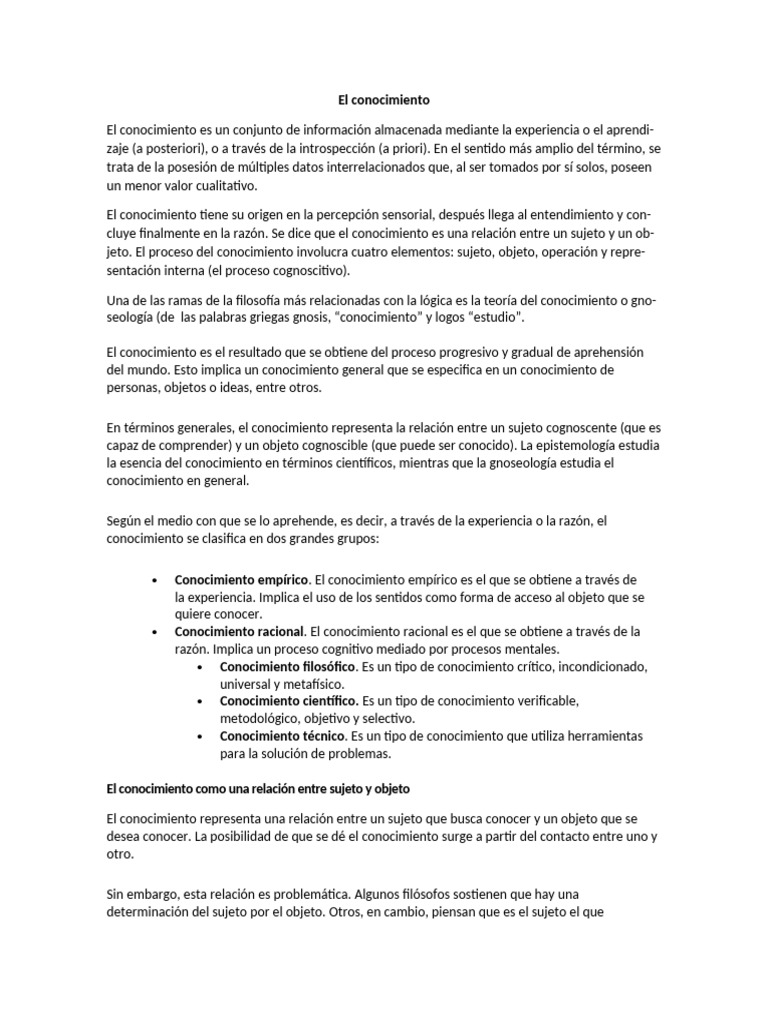 El Conocimiento | PDF