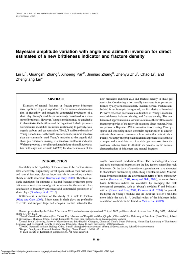 Bayesian Amplitude Variation With Angle and Azimuth Inversion For Direct | PDF