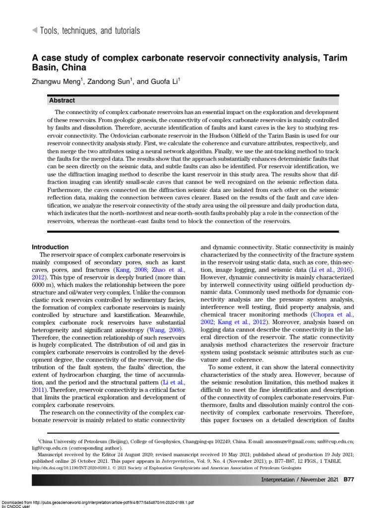 A Case Study of Complex Carbonate Reservoir Connectivity Analysis ...