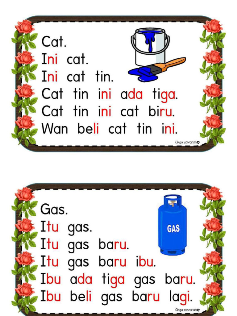 Kad Bacaan Bergred Suku Kata Tertutup KVK | PDF