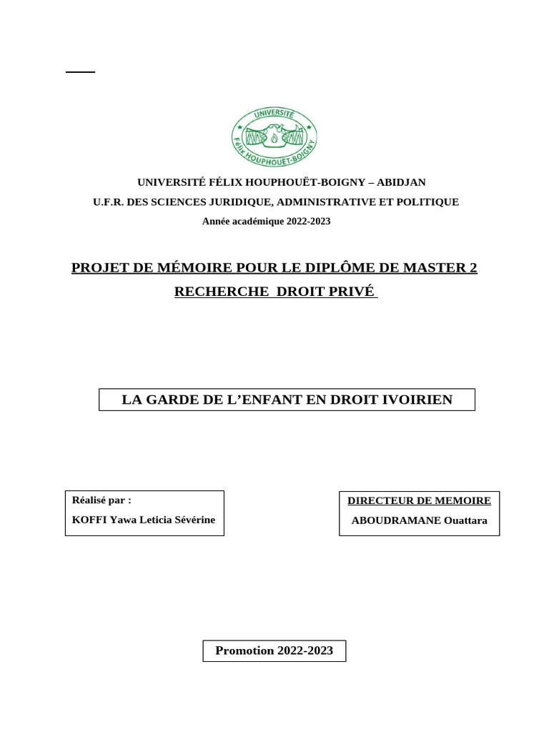 Projet de Memoire | PDF