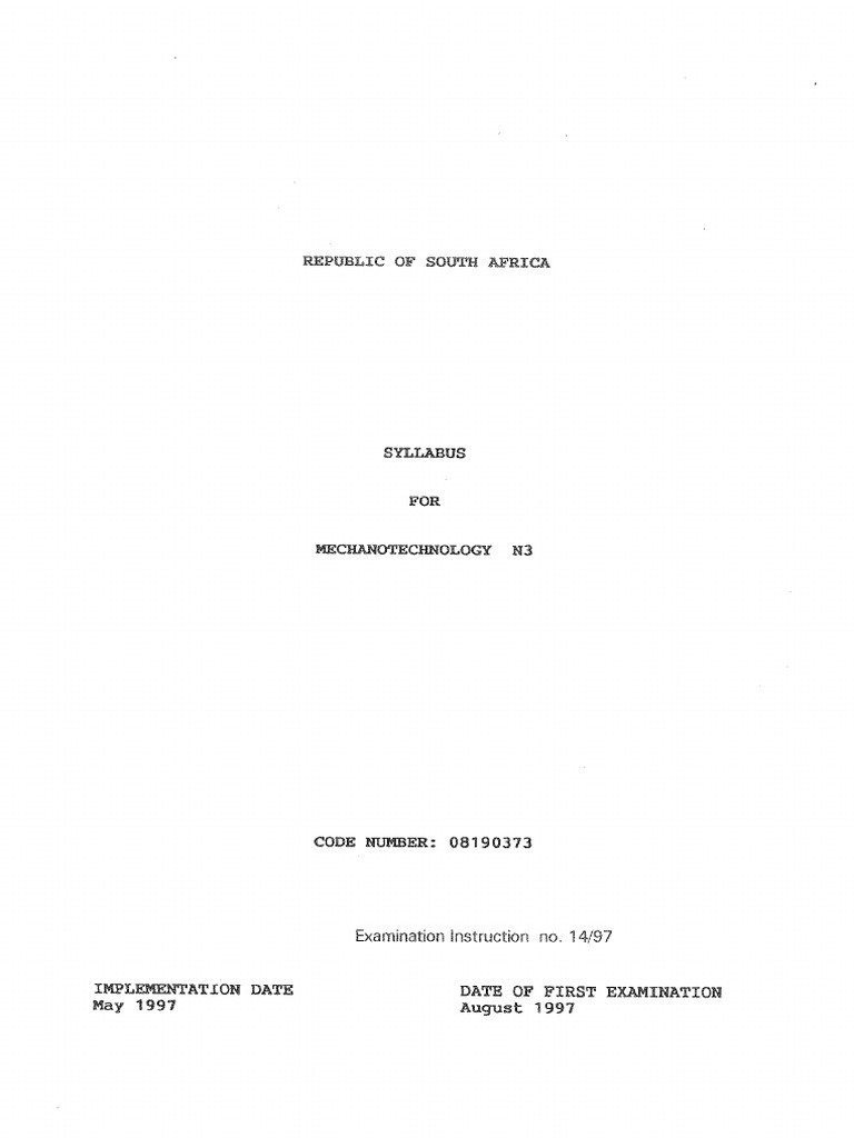 Mechanotechnology N3 | PDF