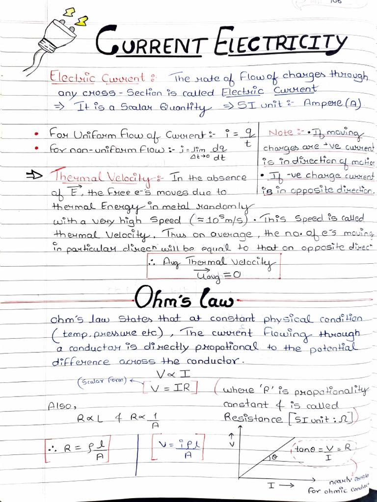 Notes Chapter 3 Current Electricity Pdf