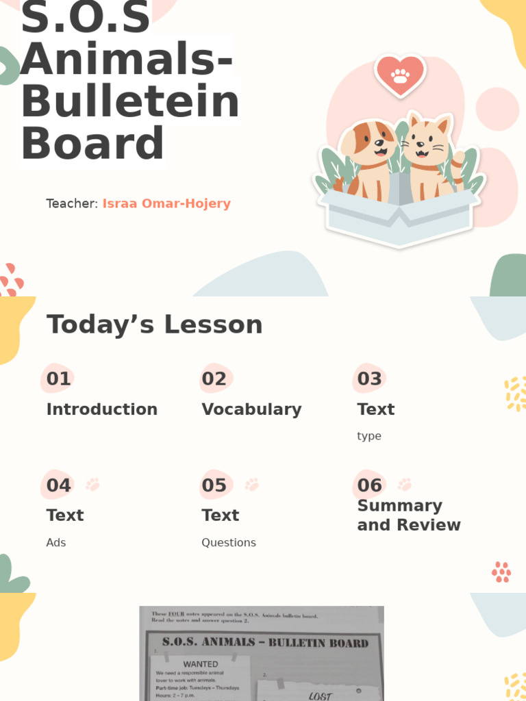 Sos Animals Lesson | PDF