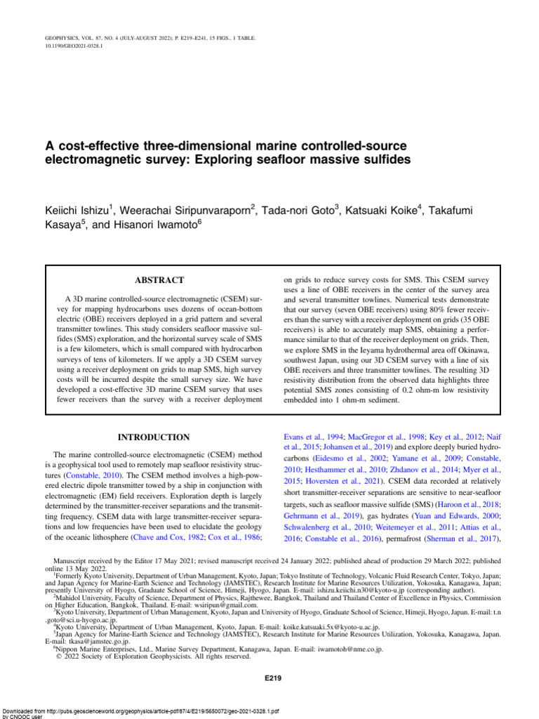 A Cost-Effective Three-Dimensional Marine Controlled-Source | PDF
