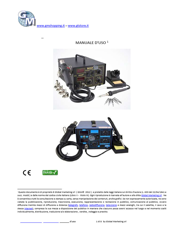 Manuale Italiano Stazione Saldante 852D-872D | PDF