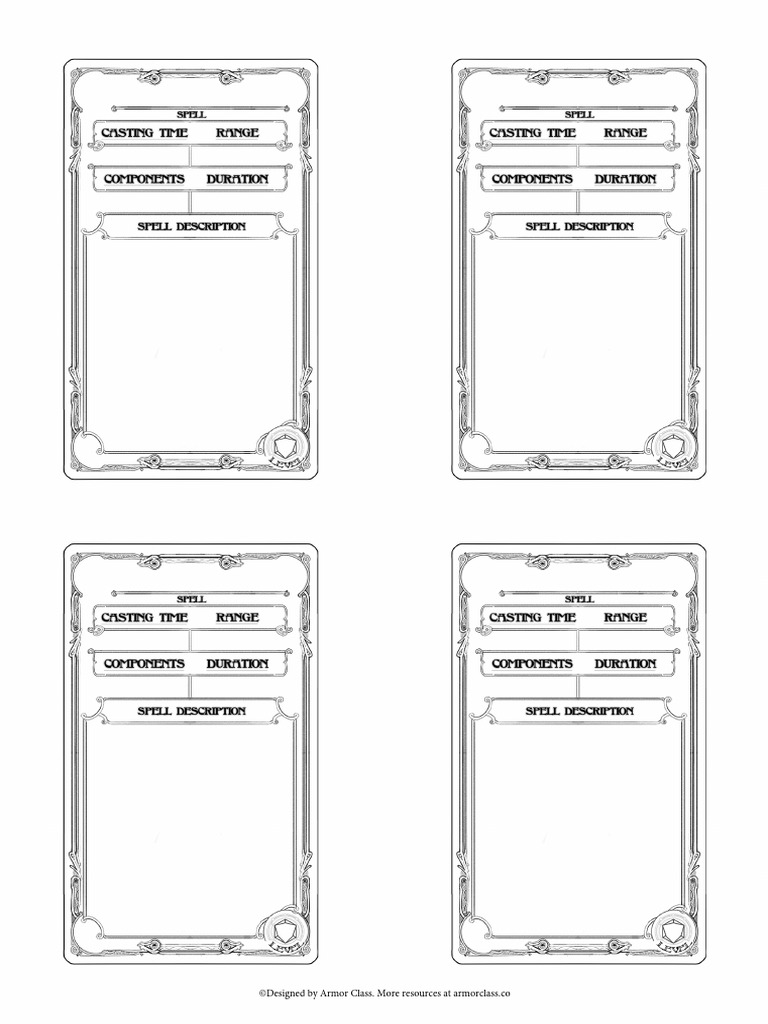 Ink-Friendly Druid Spell Card | PDF