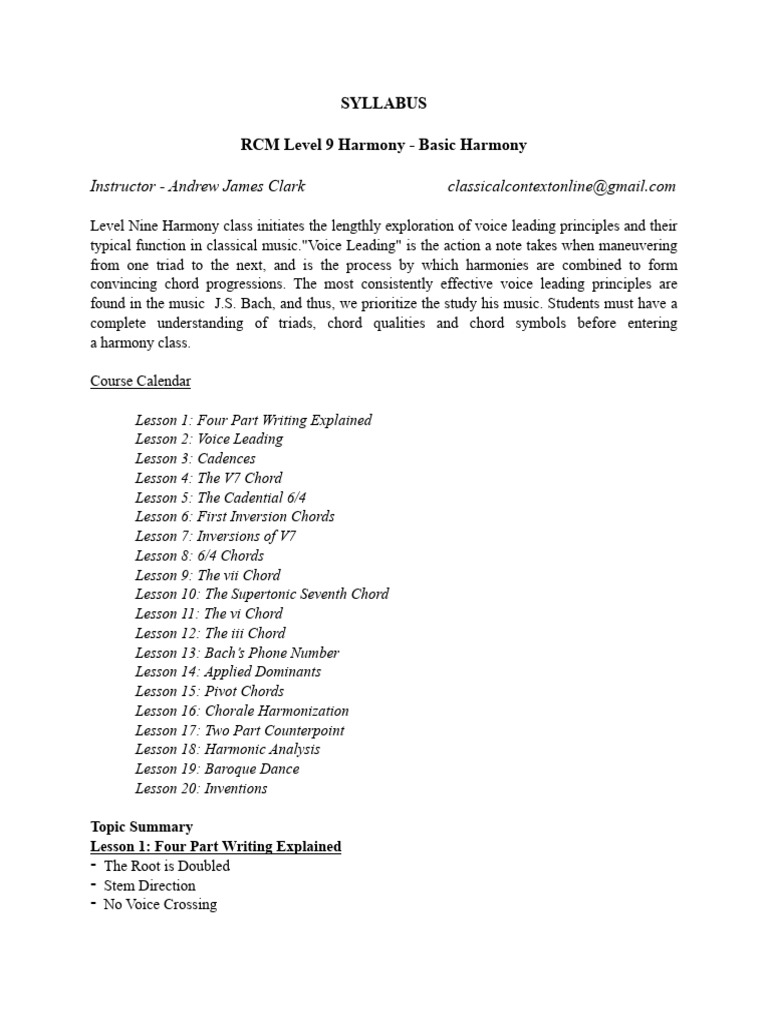 Harmony Level 9 Syllabus Pdf