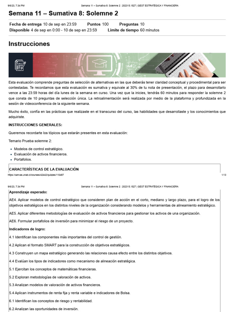Semana 11 - Sumativa 8 - Solemne 2 - 202315.1527 - GEST ESTRATÉGICA Y FINANCIERA | PDF