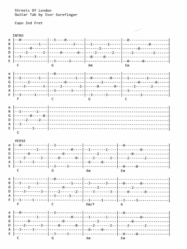 Streets of London - Guitar Tab | PDF