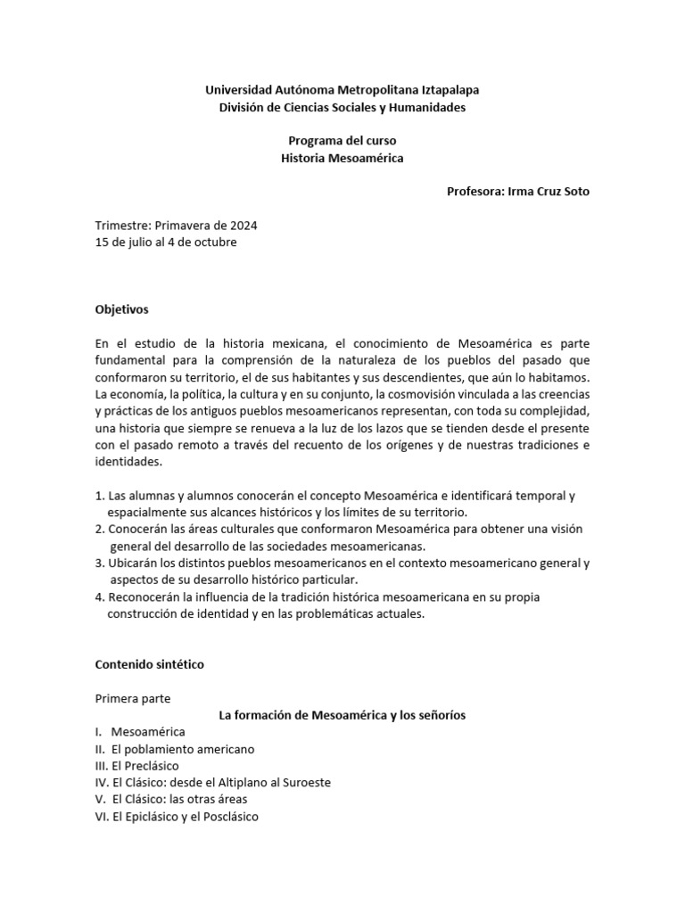 Temario Historia de Mesoam-Rica 24-P | PDF