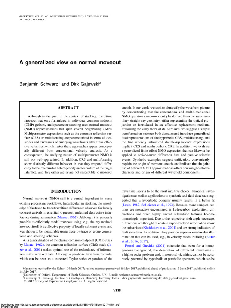 A Generalized View On Normal Moveout | PDF