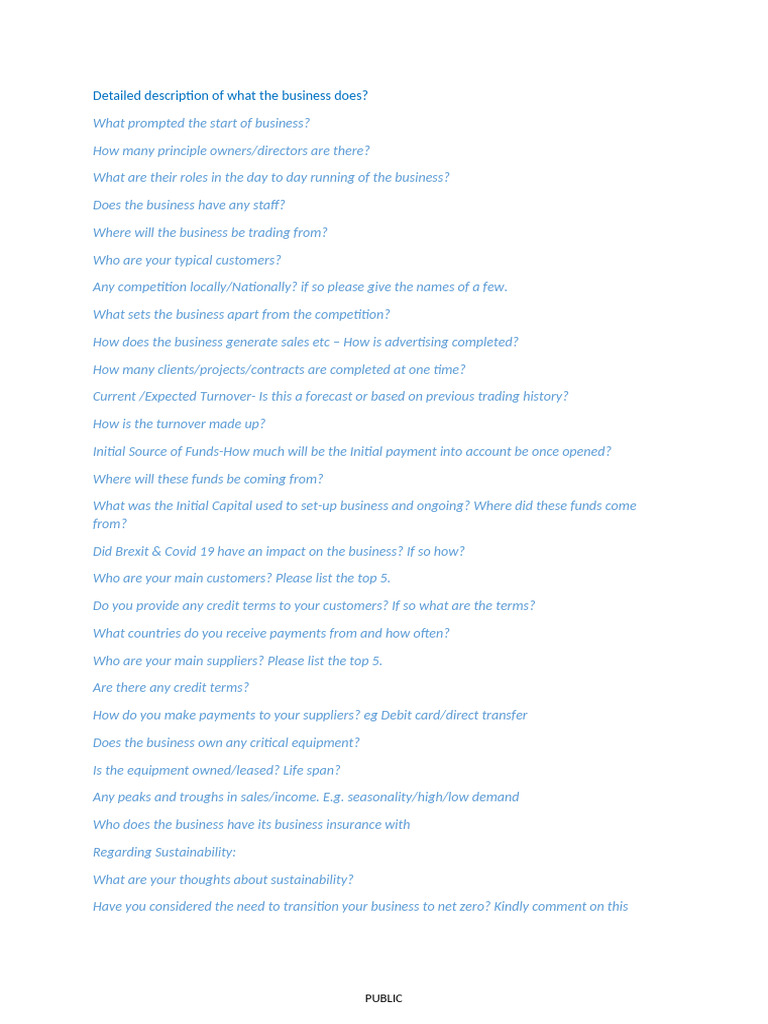 Account Opening Questionnaire | PDF