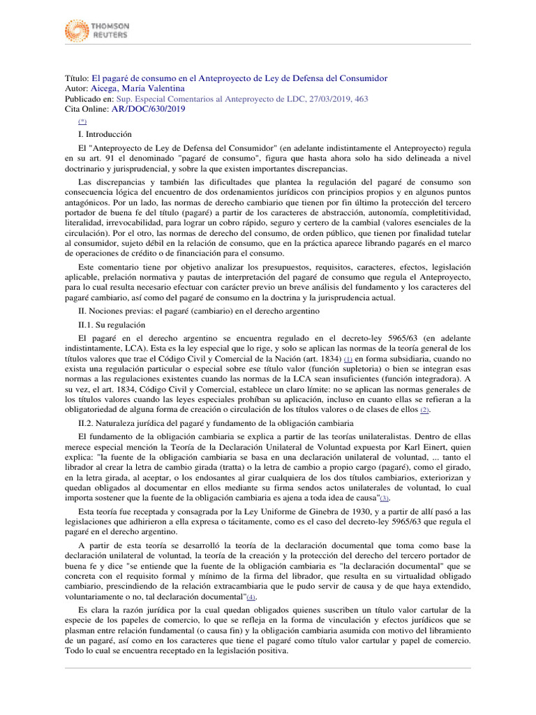 TP4 - Documento Extra El Pagare de Consumo en El Anteproyecto de Ley de Defensa Del Consumidor ...