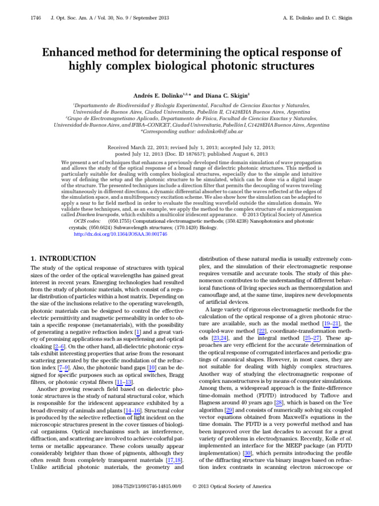 Enhanced Method For Determining The Optical Response of Highly Complex Biological Photonic ...