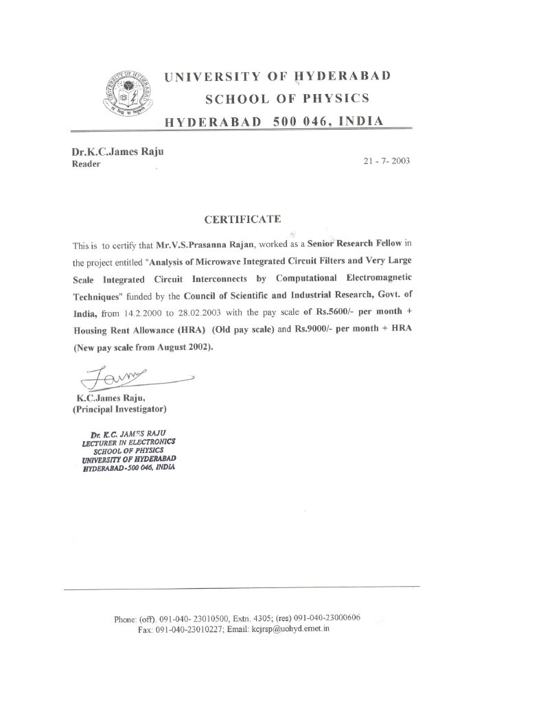 Work Experience Certificates