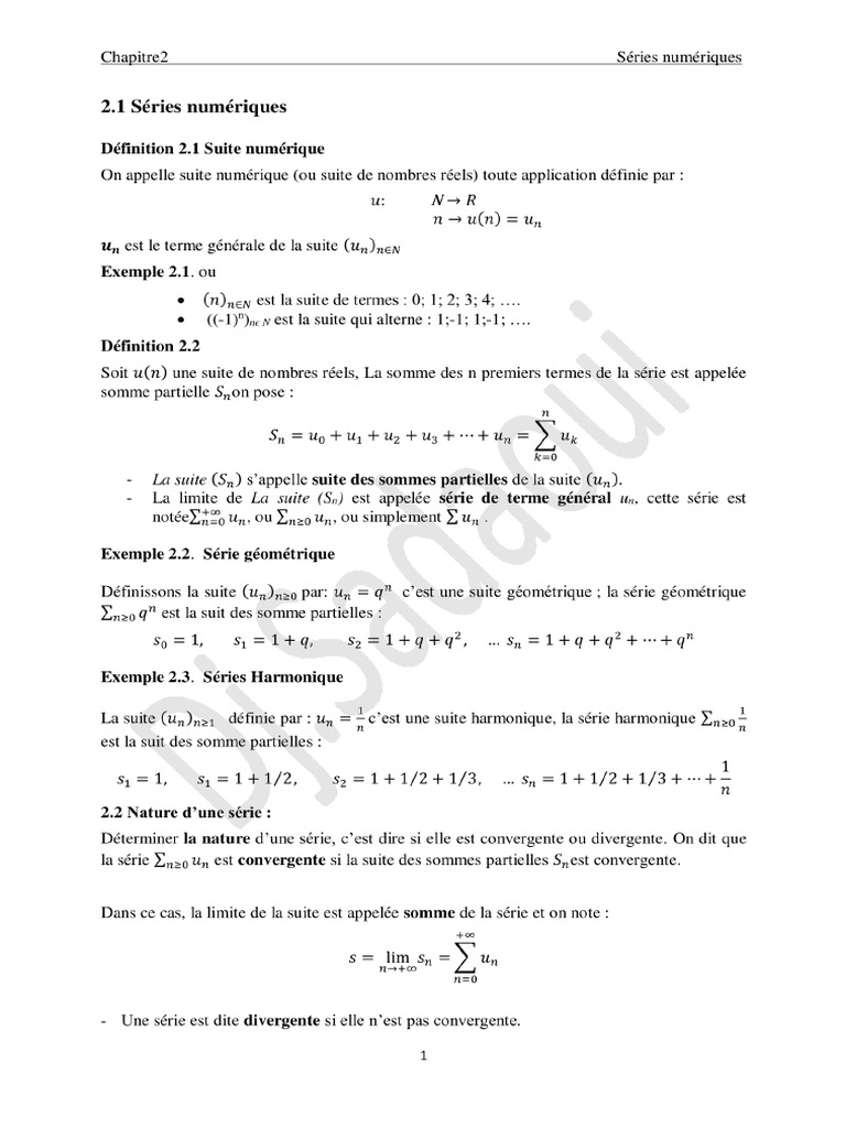 Chapitre 2 Les Series | PDF