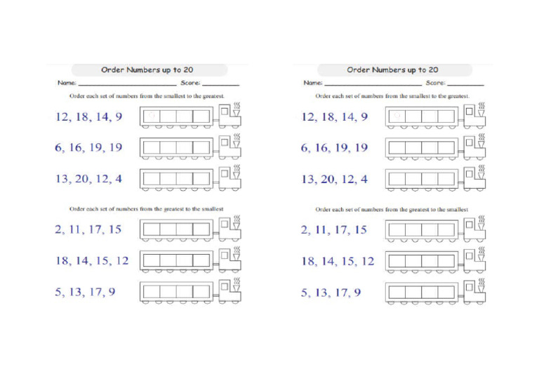 Grade 1 Ordering Numbers Worksheet | PDF