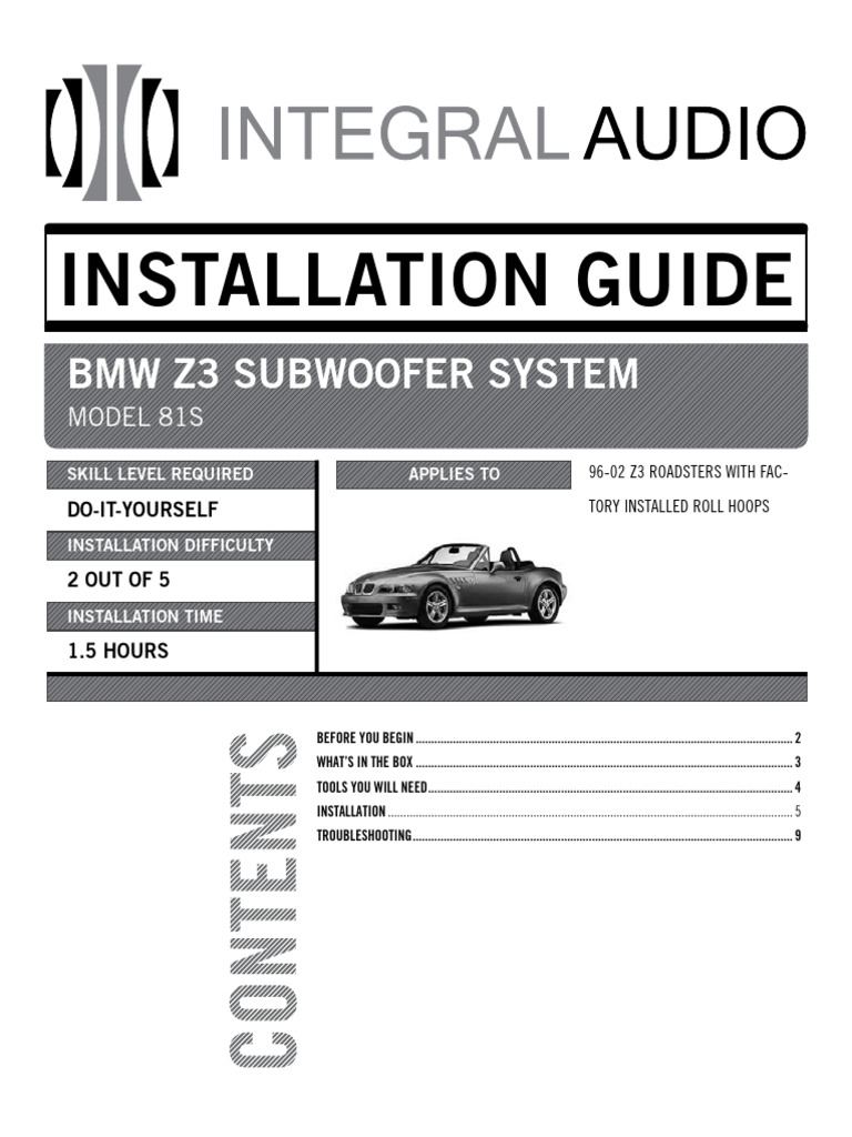 Installation Guide - BMW Z3 Model 81S | PDF