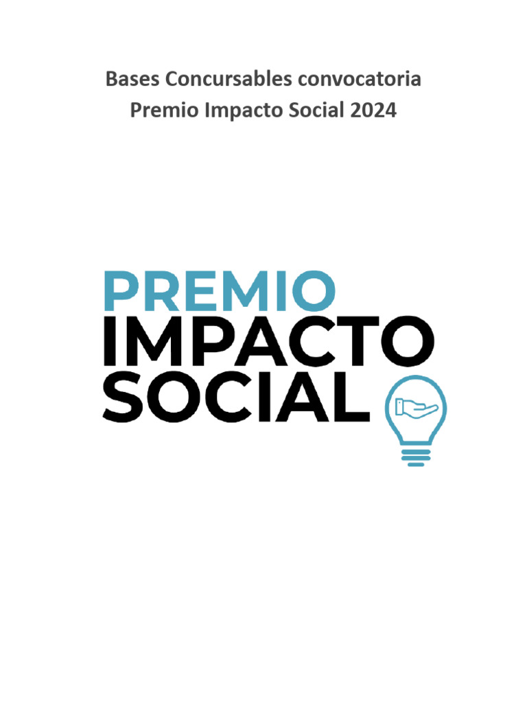 Bases Concusables Premio Impacto Social 2024pdf | PDF | Iniciativa empresarial | Negocios