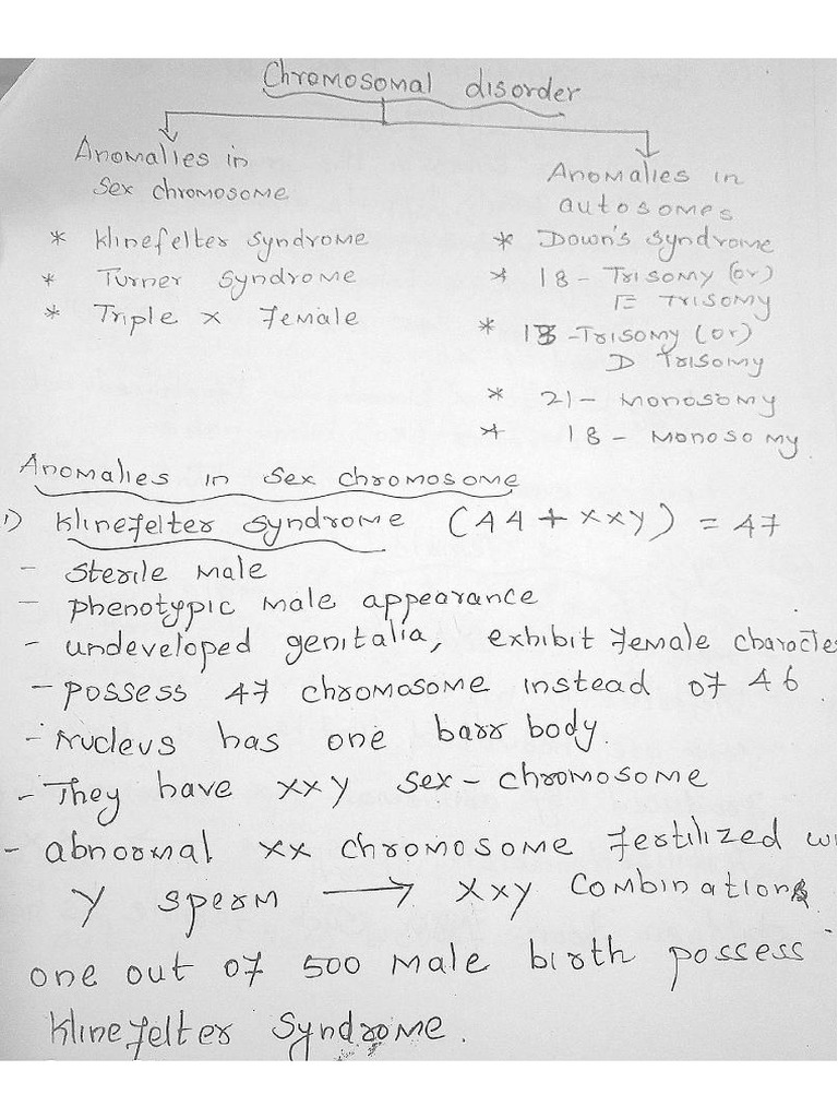 CHROMOSOMAL ABNORMALITIES Lms Handwritten | PDF