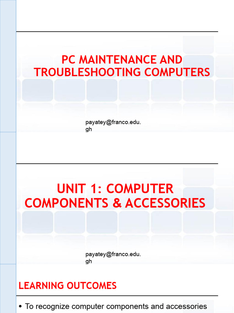 Unit1 Computer Components and Accessories | PDF