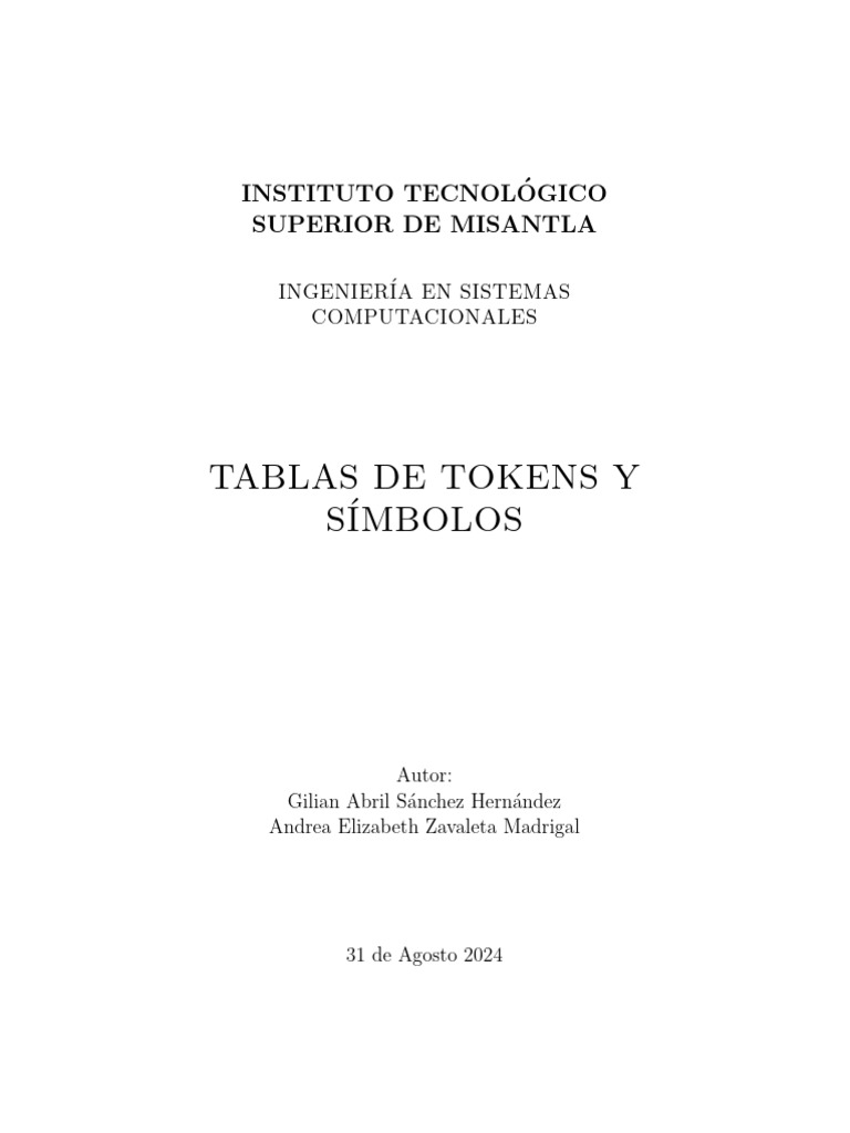 Tablas de Tokens y Símbolos | PDF