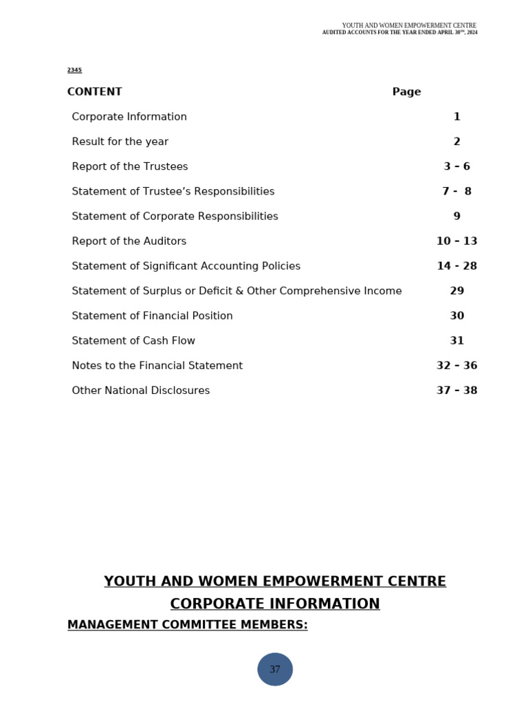 Yowec 2024 Audited Account | PDF