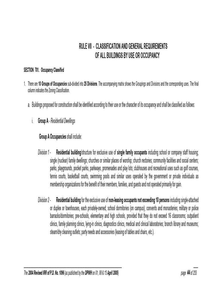 NBCP Rule 7 Building Occupancy | PDF