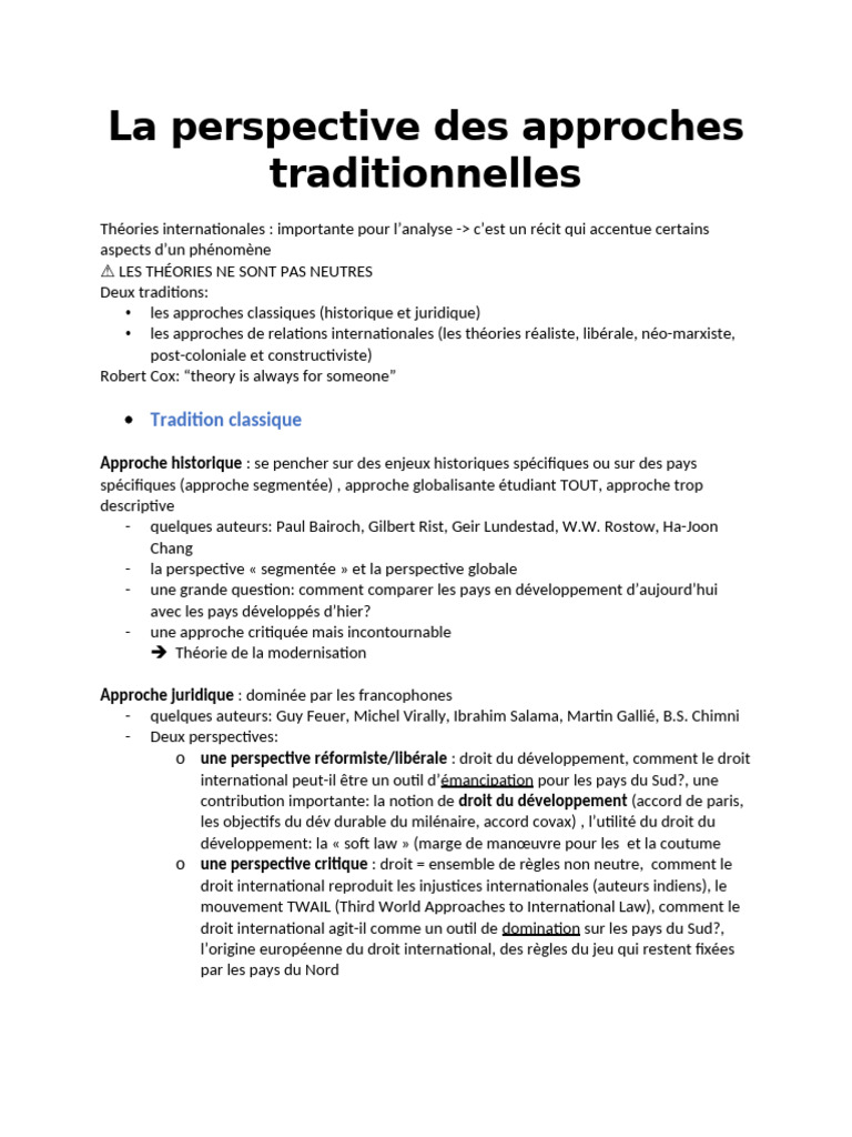 La Perspective Des Approches Traditionnelles | PDF