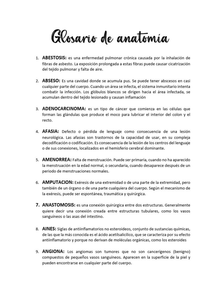 Glosario De Anatomía Evelyn Pdf Hueso Articulación